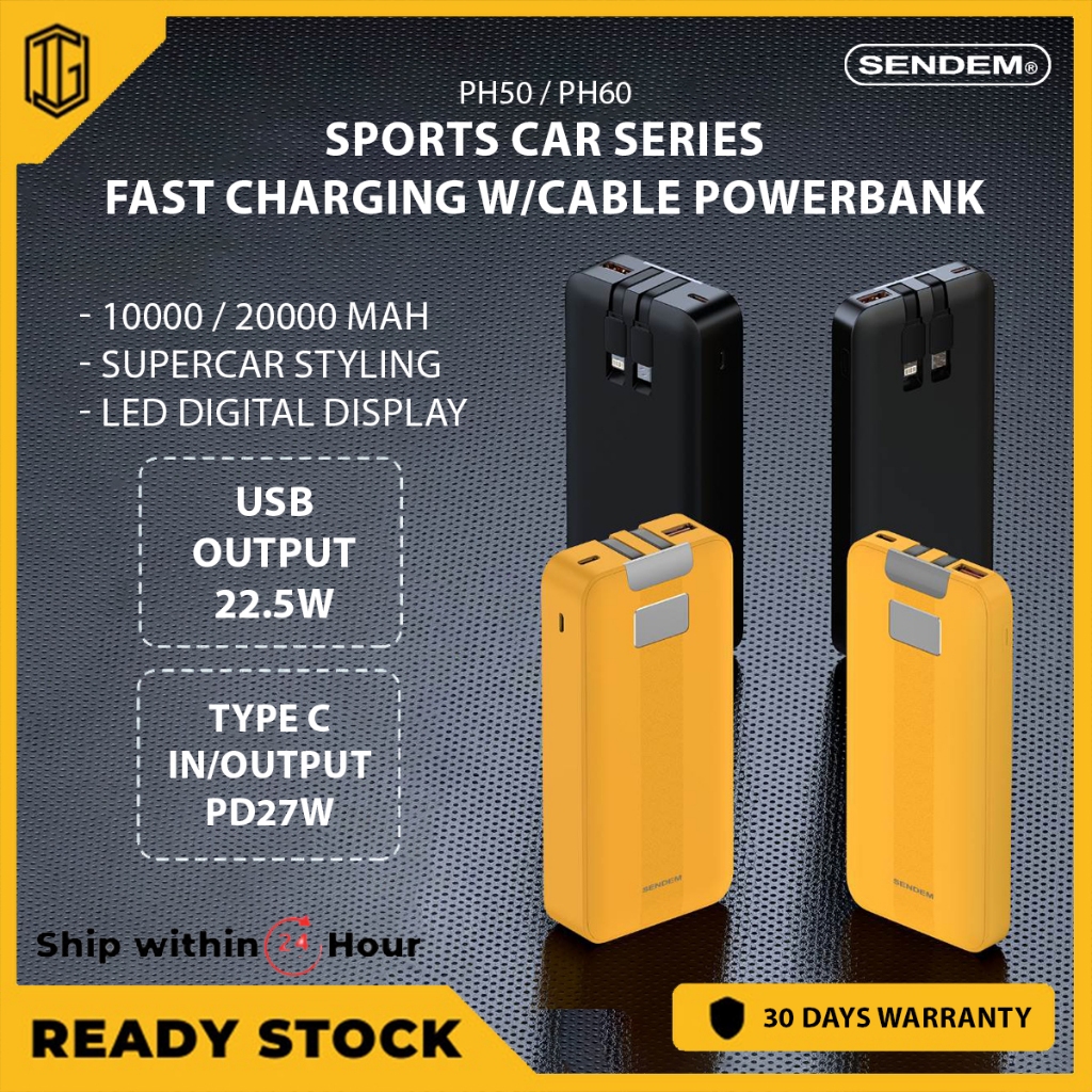 SENDEM PH50 PH60 22.5W PD27W Powerbank 10000 mAh 20000 mAh Sport Car ...