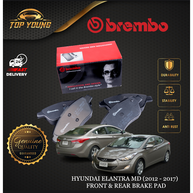 BREMBO HYUNDAI ELANTRA MD (2012 - 2017) FRONT OR REAR BRAKE PAD 100% ORGINAL | Shopee Malaysia