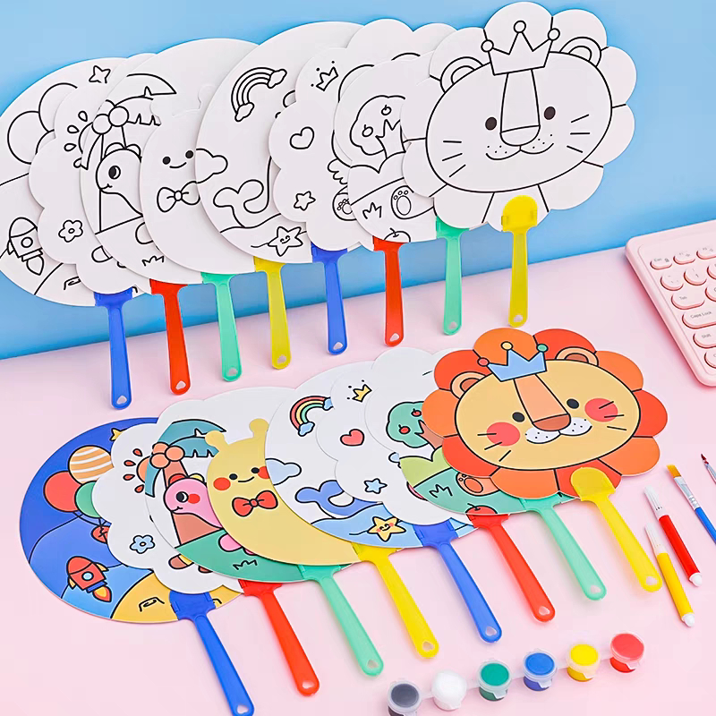 Kids DIY Own Fan Coloring kipas Graffiti Paint Warna kanak colouring ...