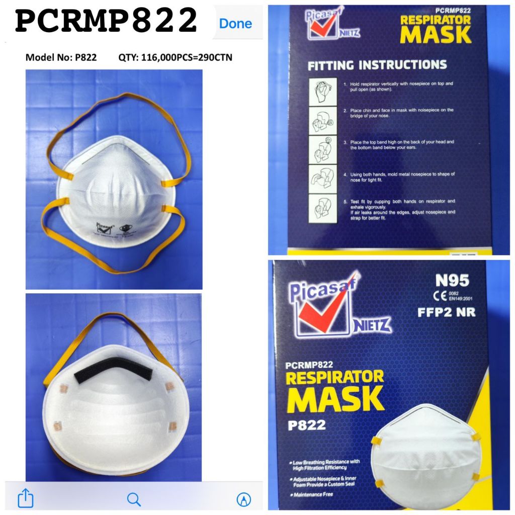 PICASAF RESPIRATOR SIRIM MASK N95 20PCS PER BOX SAME MODEL 3M 8210 ...