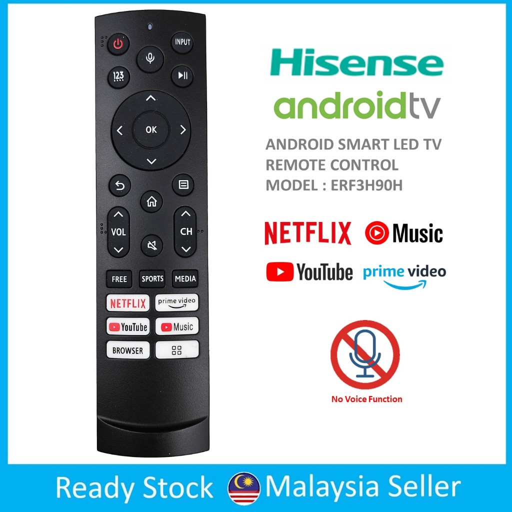 HISENSE Smart Led Android Tv Remote Control (ERF3H90H) | Shopee Malaysia