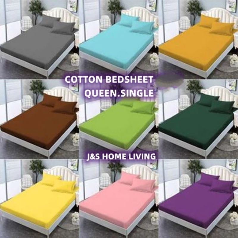 Cadar Tilam Plain Premium Fitted Bedsheet Homestay Queen / Single Getah ...