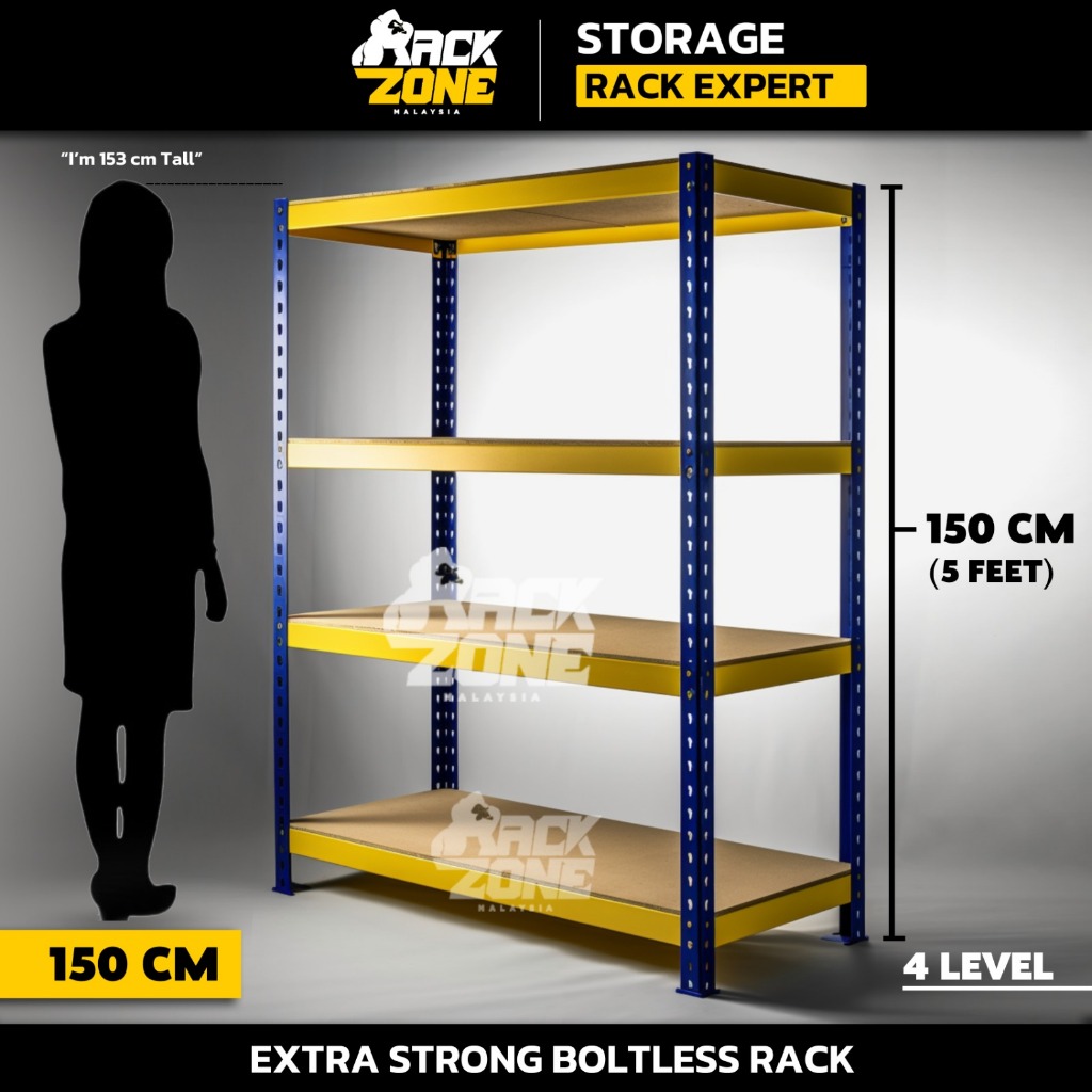 SAFEANDCO Medium Duty 4 Level Boltless Rack Rak Dapur Steel Rack Shelf ...