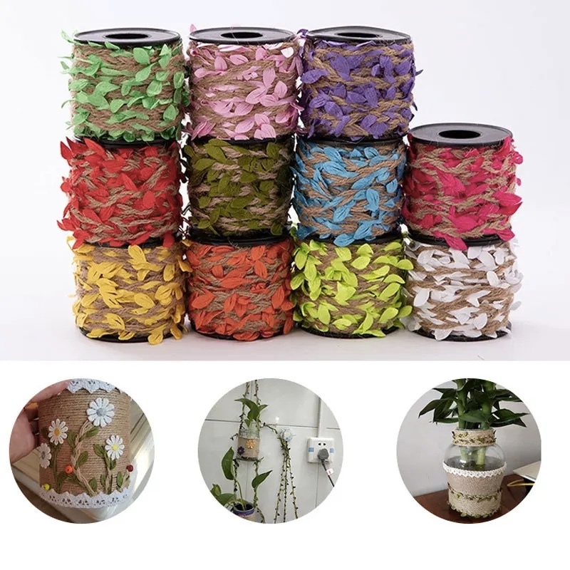(1 meter) Burlap Leaf Rope | Jute Vine Garland for Gift Wrapping |Tali ...