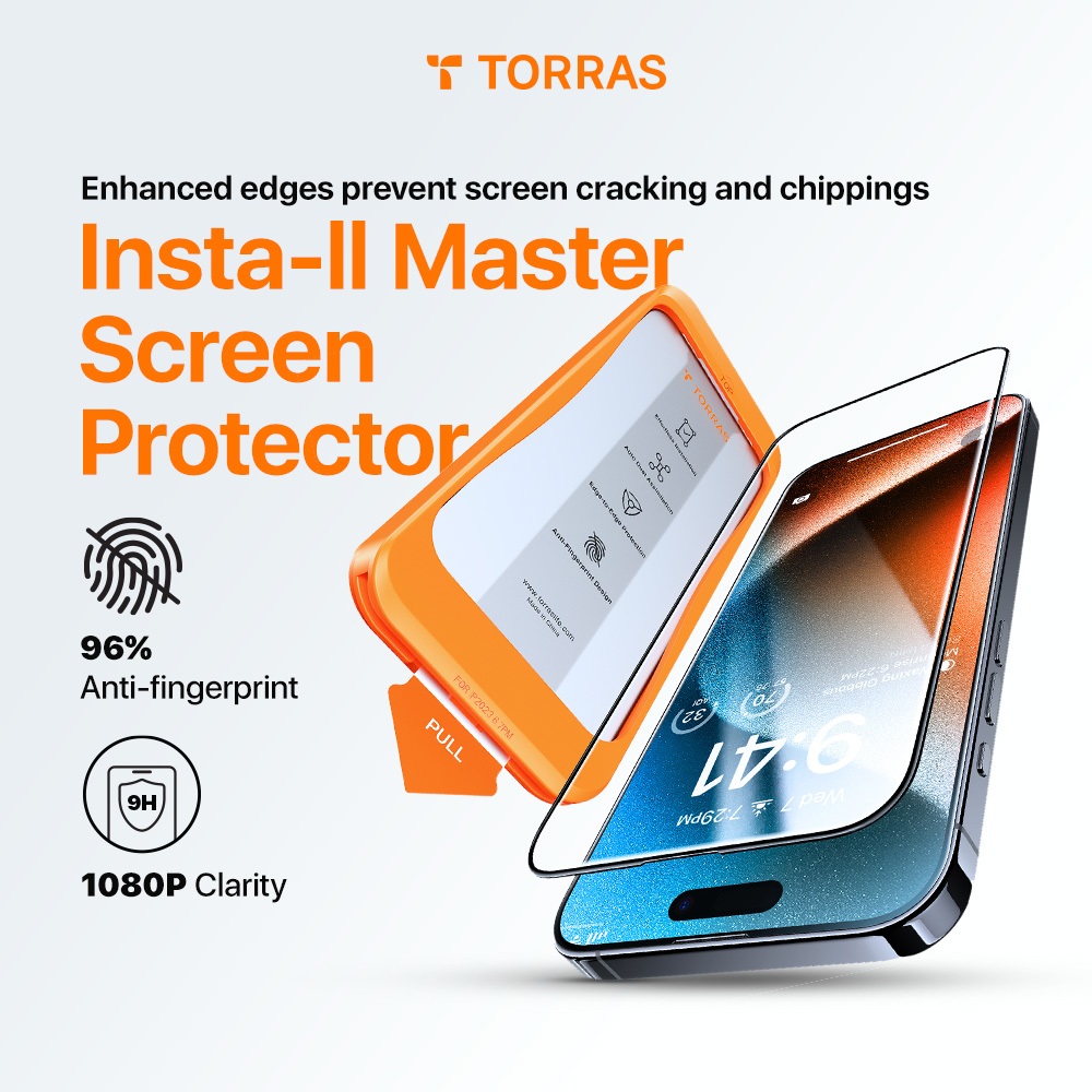 TORRAS Insta-ll Master Screen Protector for iPhone 15 Series Tempered ...