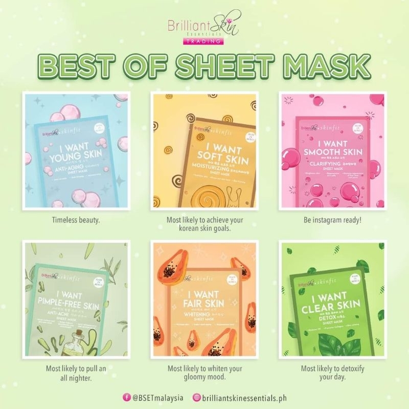 Skinfit X Brilliant Skin Sheet Mask (I want Soft Skin) | Shopee Malaysia