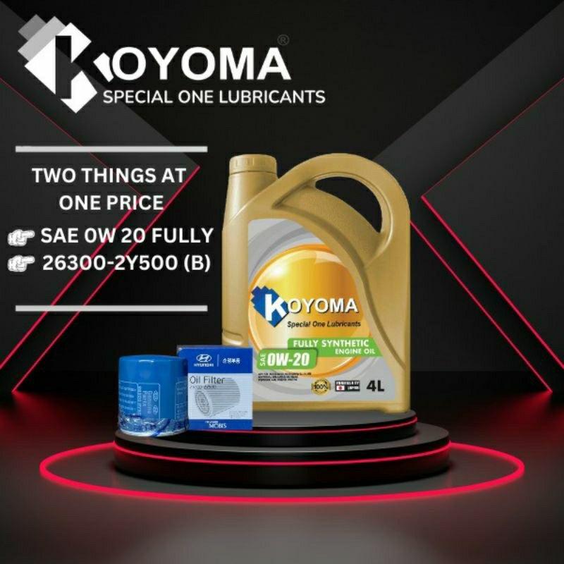 HYUNDAI /KIA PETROL MODEL OIL FILTER 26300-2Y500 BLUE + KOYOMA 0W20 ...