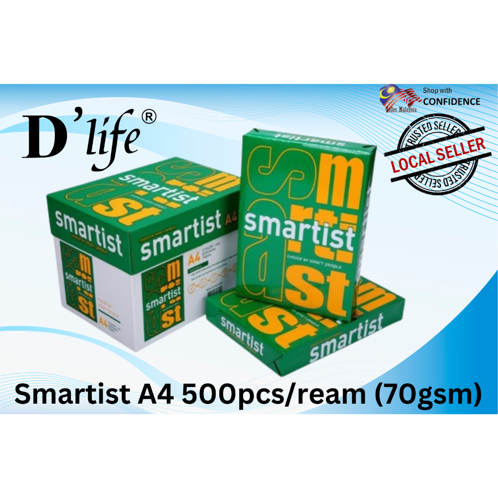 D'Life A4 70GSM SMARTIST PHOTOSTAT PAPER 500'S FROM Double-A THAILAND ...