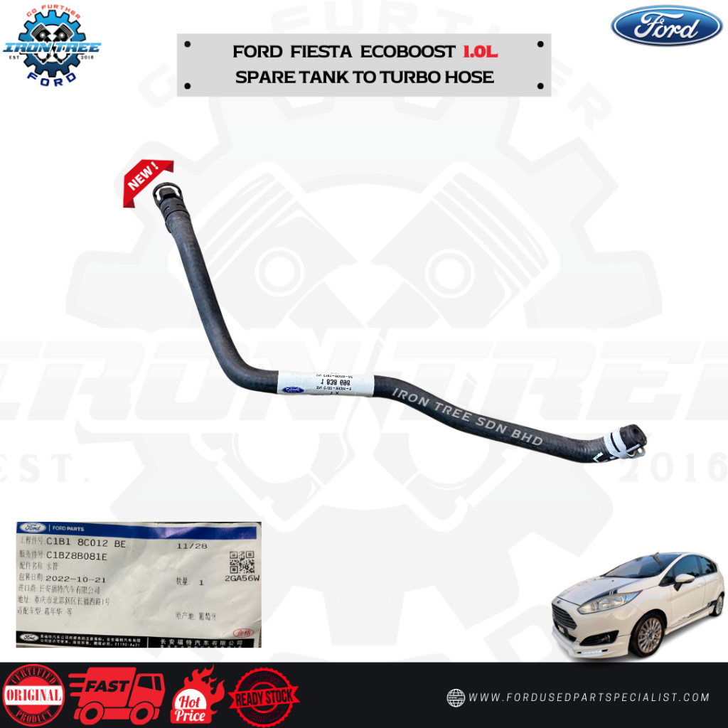 Genuine Ford Fiesta 1.0L Ecoboost Spare Tank to Turbo Hose New >C1B1 ...