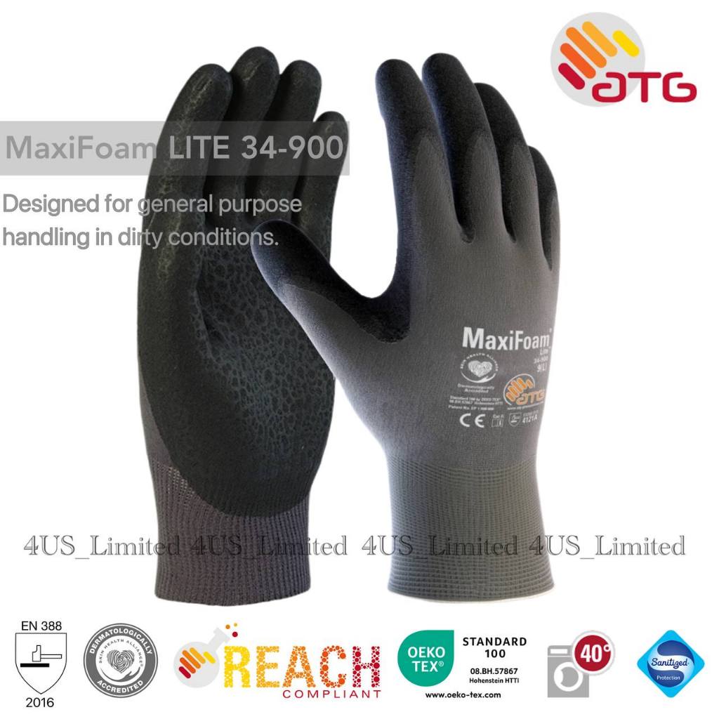 MaxiFoam LITE 34-600 & 34-900 Safety Gloves | Mechanical work gloves | Dry/Dirty environment ...