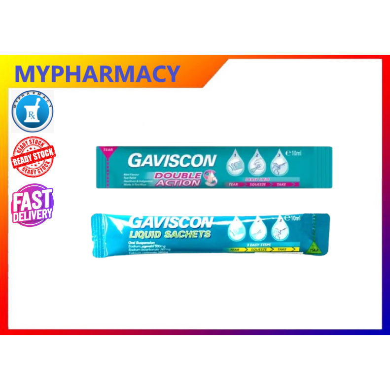 GAVISCON Liquid Sachet 5'S / 1'S X 10ml (Normal/Double Action) [Gastric ...