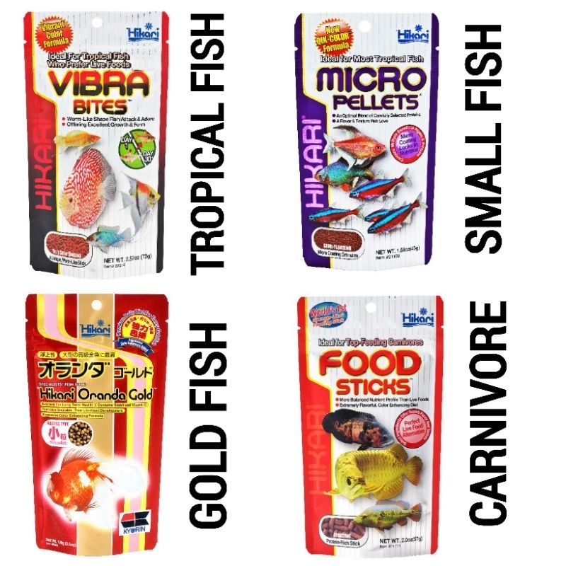 HIKARI Micro Pallets 45g, Vibra Bites 73g, Food Stick 57g, Oranda Gold ...
