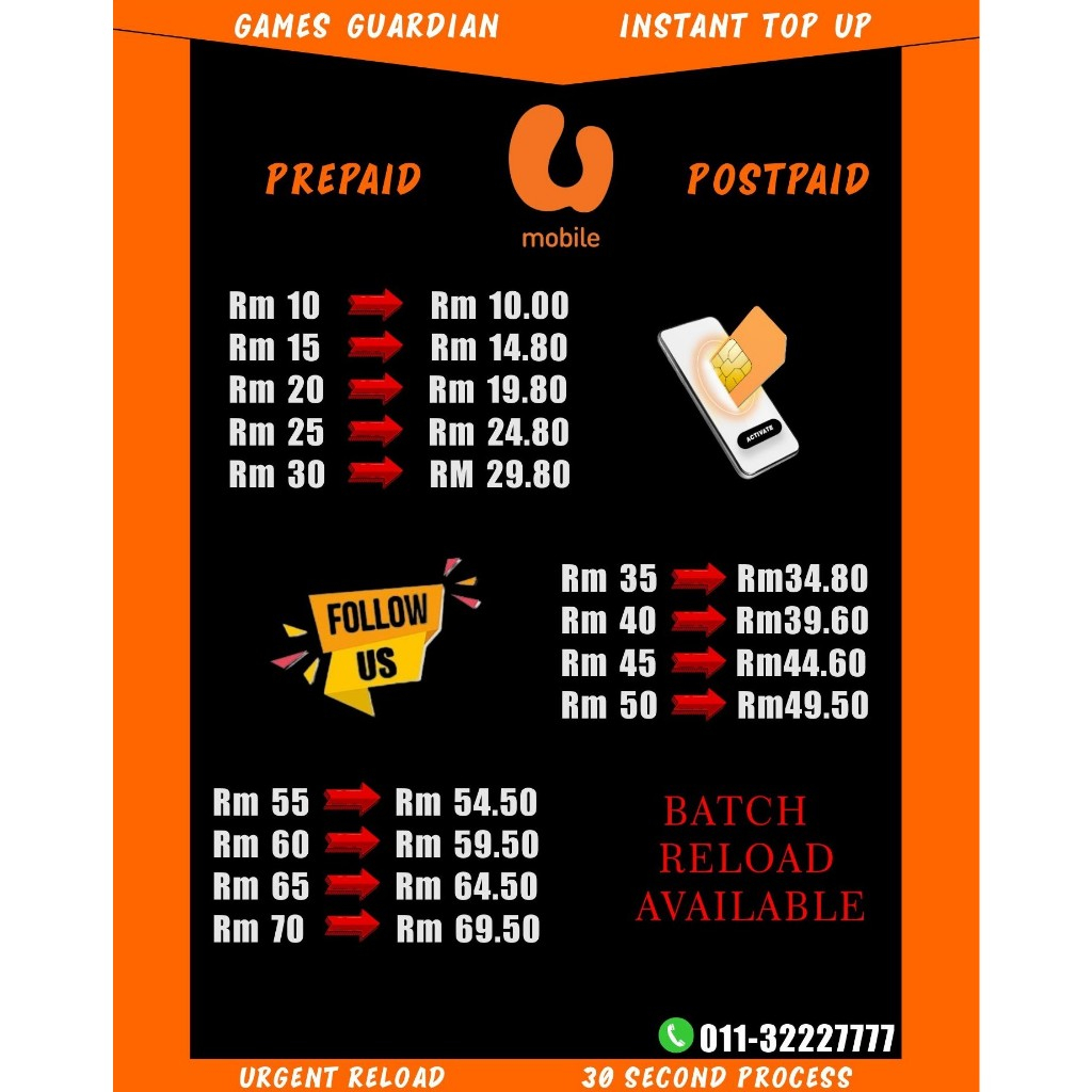 U Mobile Reload | U Mobile Topup | | Instant Top up | Instant Reload | Shopee Malaysia