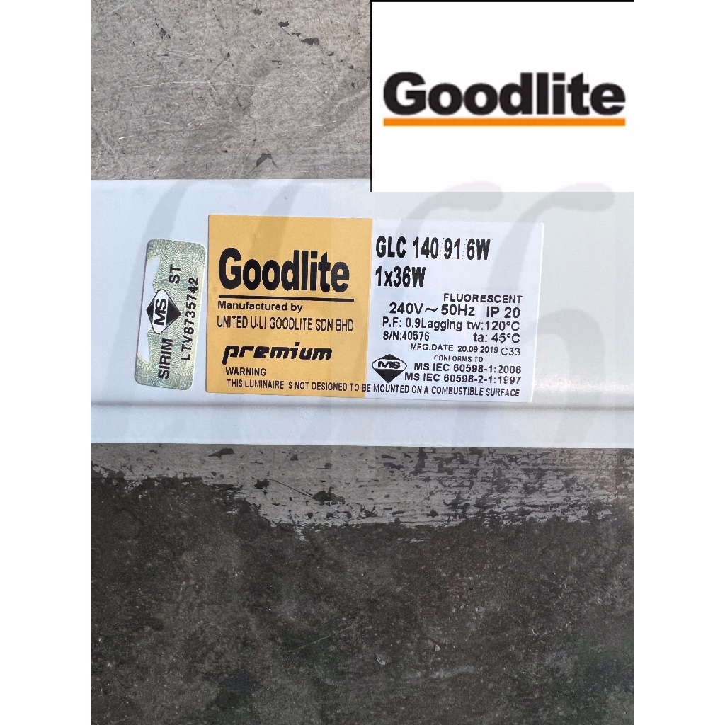 Goodlite 1X20W 1X40W 2X40W 4FT FLUORESCENT FITTING C/W CHOKE & STARTER ...