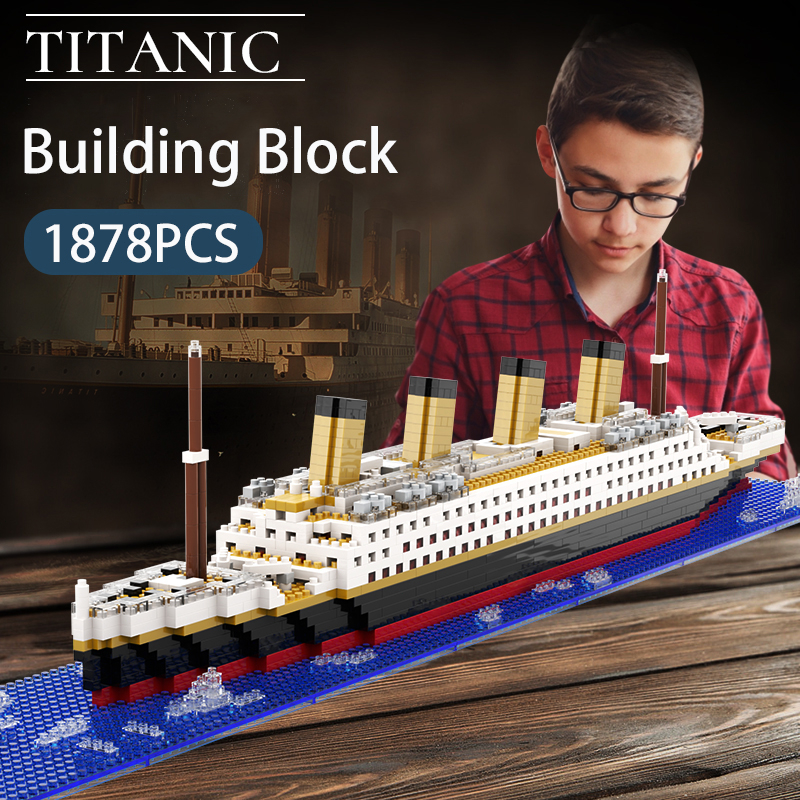 Mainan 56cm Titanic Building Blocks 1878Pcs Puzzle Cruise Ship Model ...