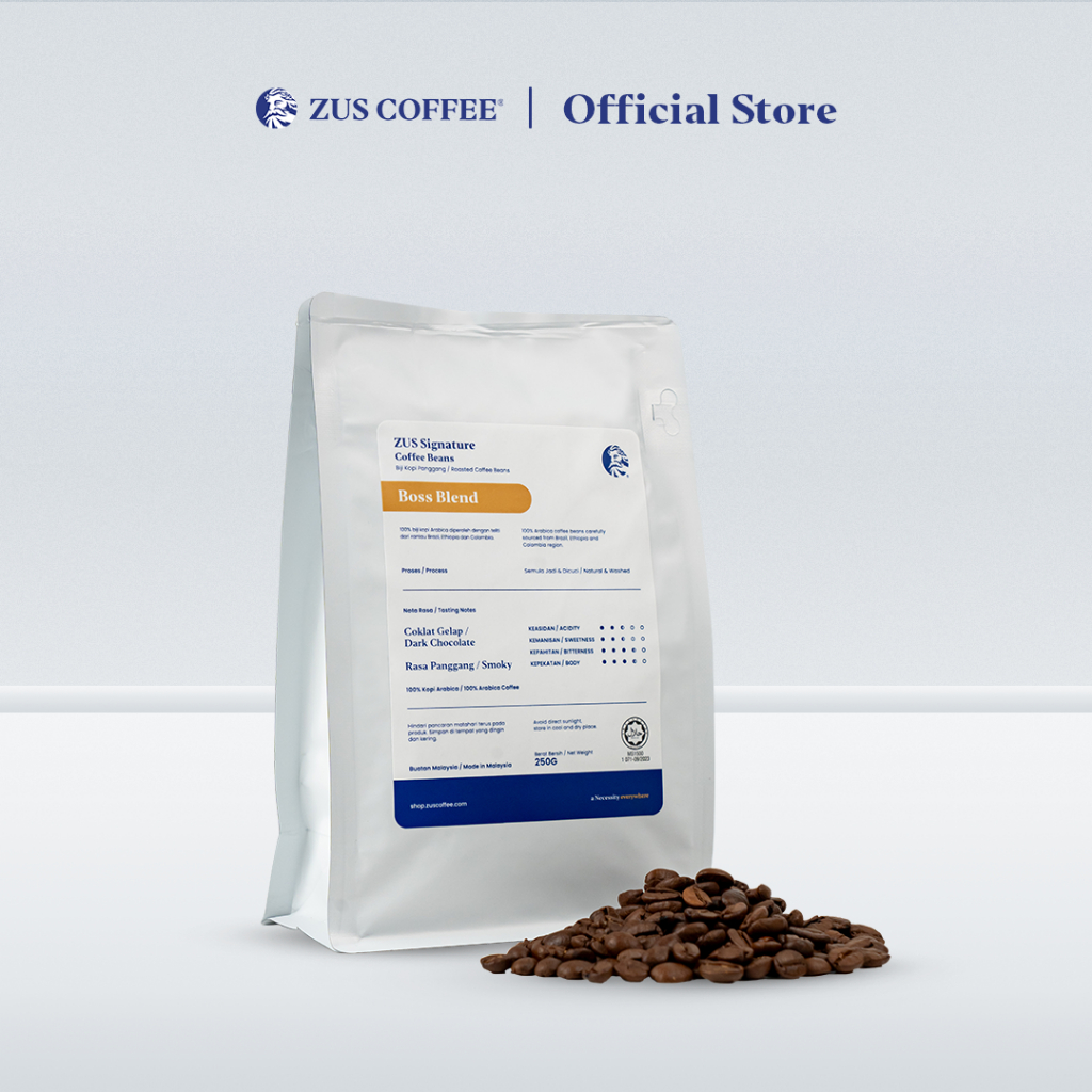 ZUS Signature Roasted Whole Bean Coffee - Boss Blend - 250g | Shopee ...