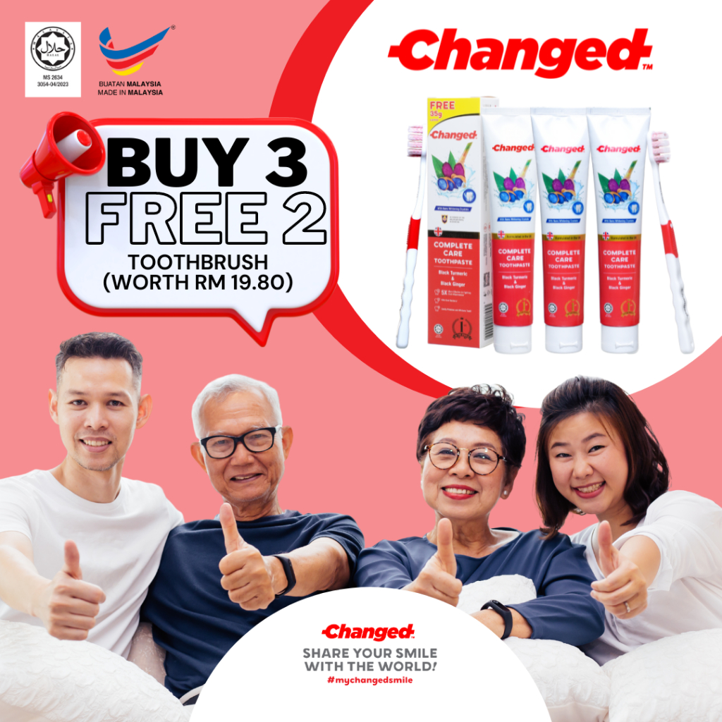 [FAMILY PACK] CHANGED Complete Care Toothpaste 185g x 3 + FREE CHANGED ...