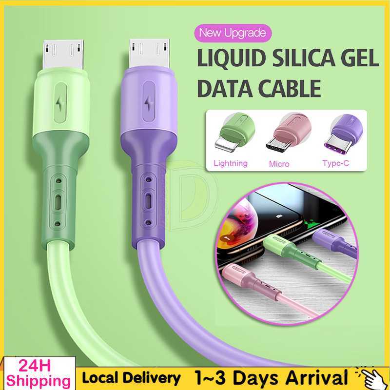 🔥1.5M Fast Charging Cable Silicone USB Cable For Phone Micro USB/Type-C ...