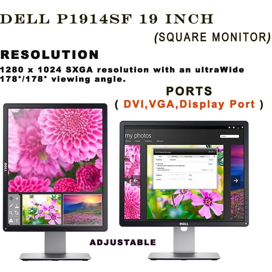 LED MONITOR SCREEN FOR OFFICE Dell P1914SF 19" Inch LED Square Monitor ...