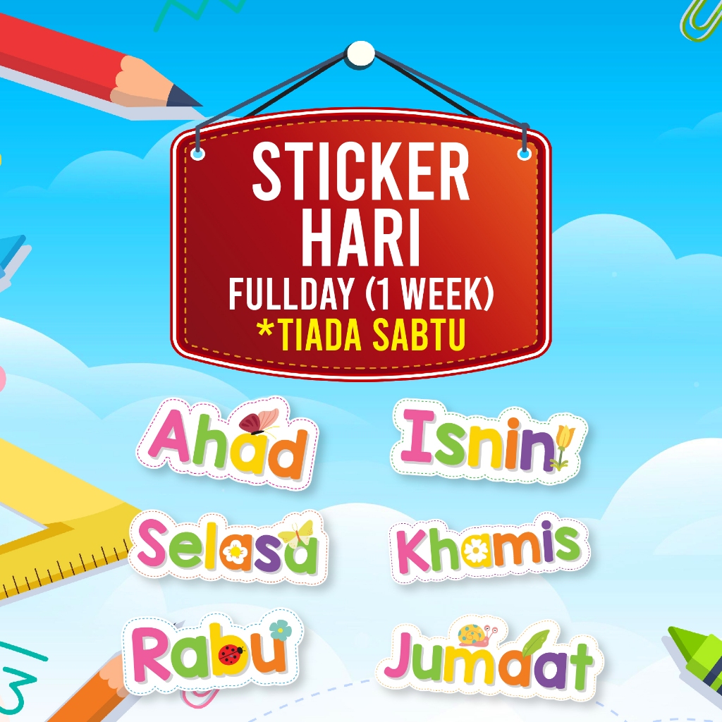 Sticker Hari Untuk Buku Sekolah | Sticker Label Hari Warna Warni Untuk ...
