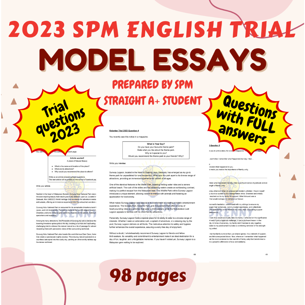 [PDF] 2023 SPM Trial A+ English Model Essays Notes Form 4 & Form 5 ...