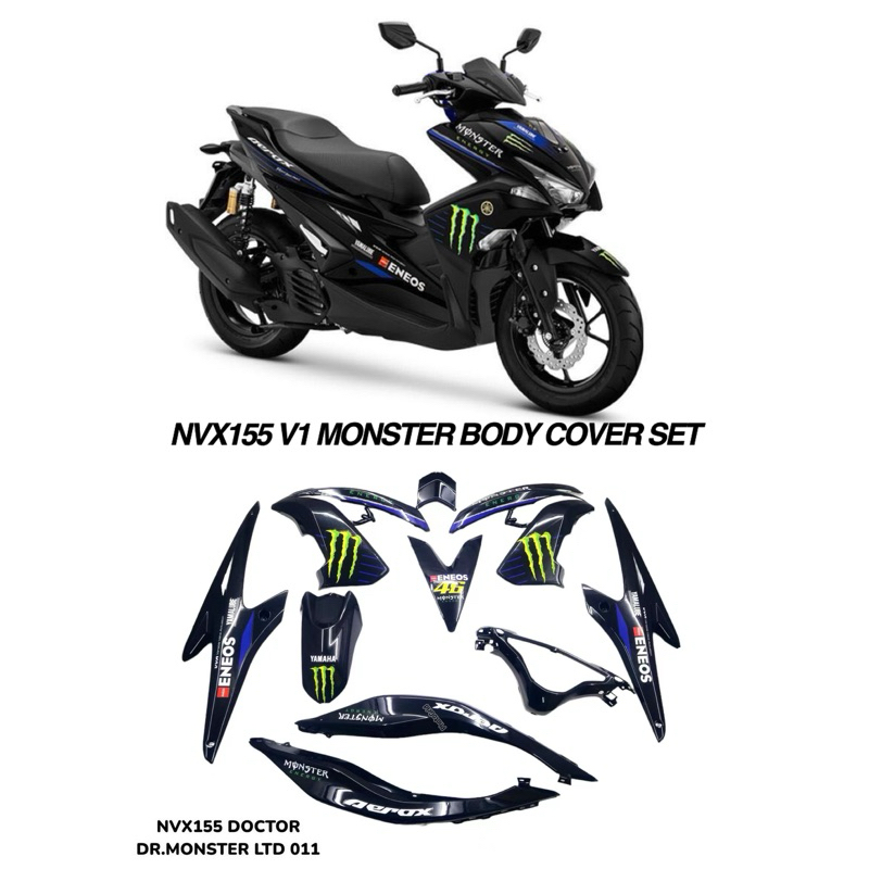 YAMAHA NVX155 V1 MONSTER BODY COVER SET ( STICKER TANAM ) DOCTOR BODY ...
