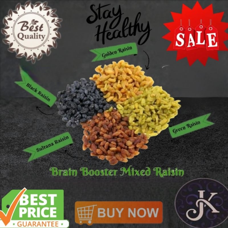 Brain Booster Mixed Raisin – Combination 4 Types of Raisin – Black ...