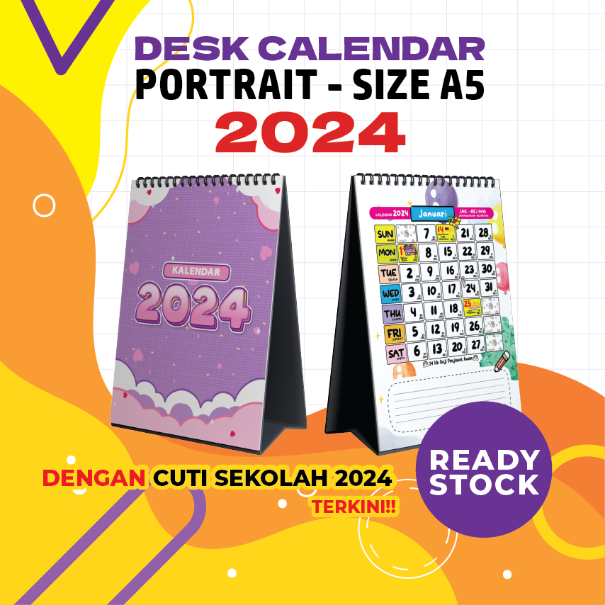 Hard Stand Calendar 2024 Potrait A5 | READYSTOCK | Shopee Malaysia
