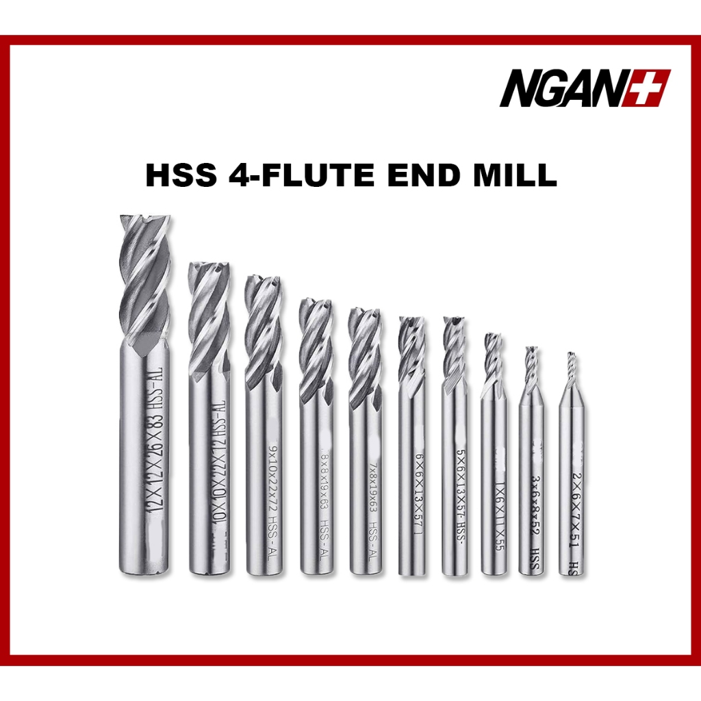 HEAVY DUTY 4/6/8/10/12mm HSS CNC 4 Flute End Mill Cutter Drill Bit NP ...