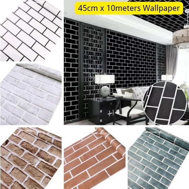 45cm x 10m Kertas Dinding Corak Bata - Kalis Air, Gaya Nordic | Self ...