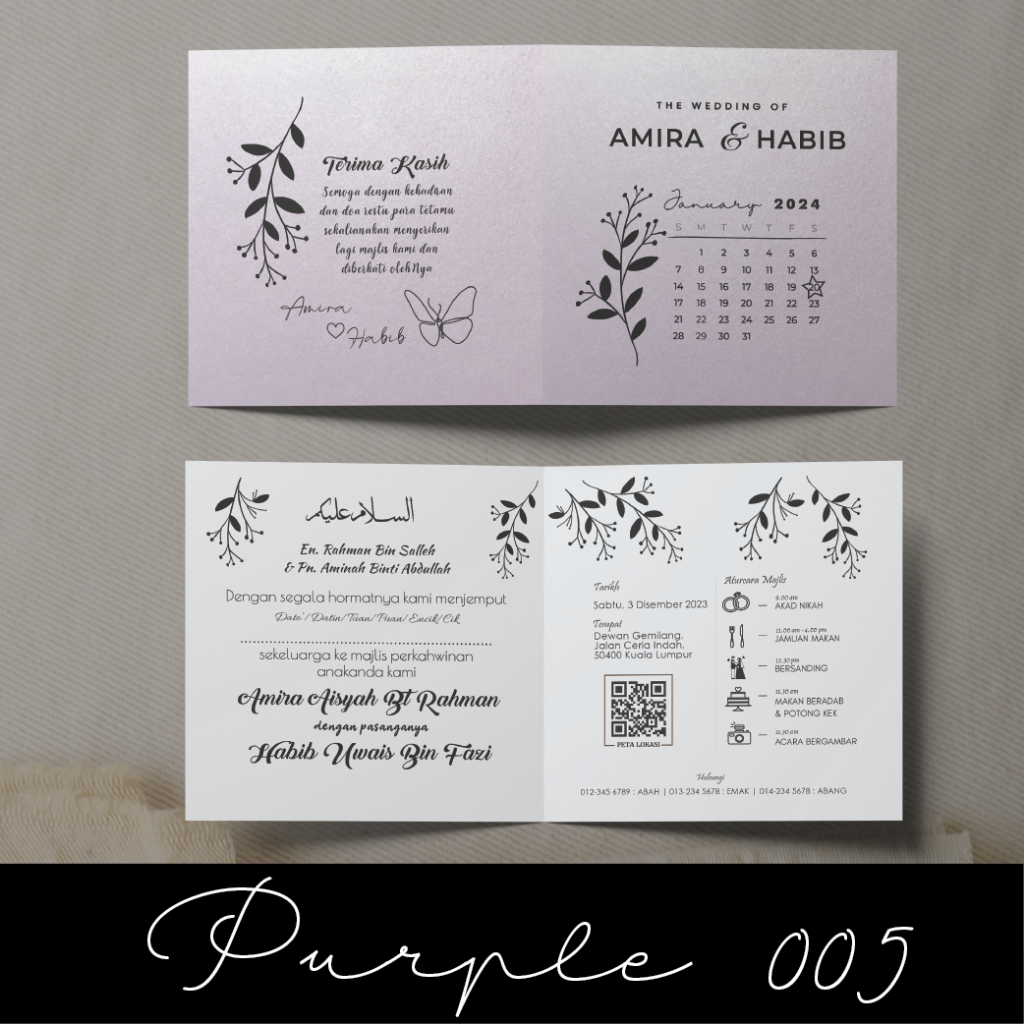 Fold Square Wedding Invitation Card | Kad Kahwin Lipat | Fold Wedding ...