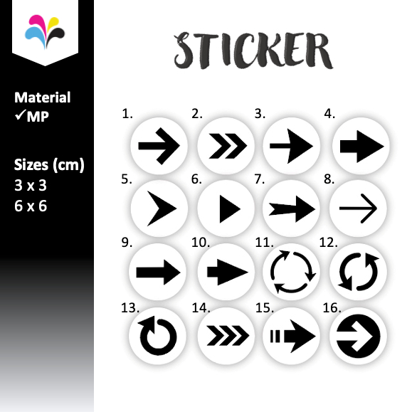 Arrow Stickers All Direction Rewind Replay Reuse White and Black Round ...