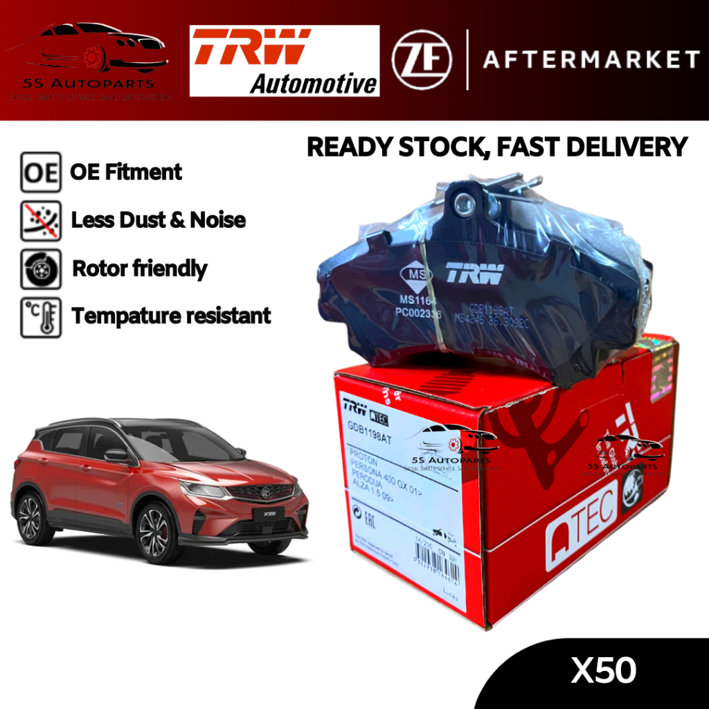 TRW Proton X50 Front (Depan) & Rear (Belakang) Brake Disc Pad (4 PCS ...