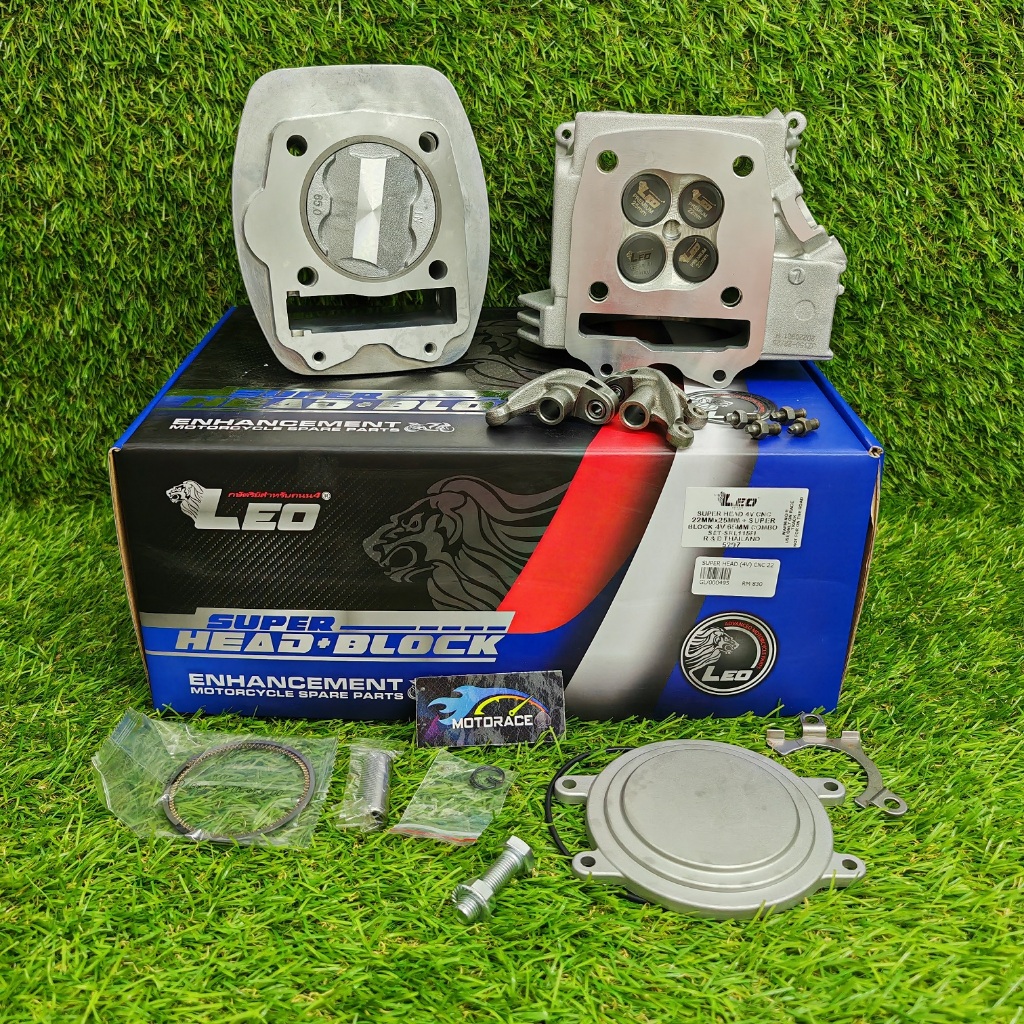 LEO RACING CNC SUPERHEAD 4 VALVE + SUPER BLOCK SRL115 FI YAMAHA LAGENDA COMBO SET 65+22/25 68+24 ...