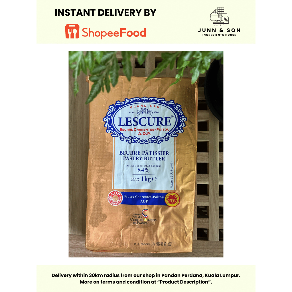 Lescure Pastry Butter Sheet 84% 1kg - For Croissant/Danish Pastry etc ...
