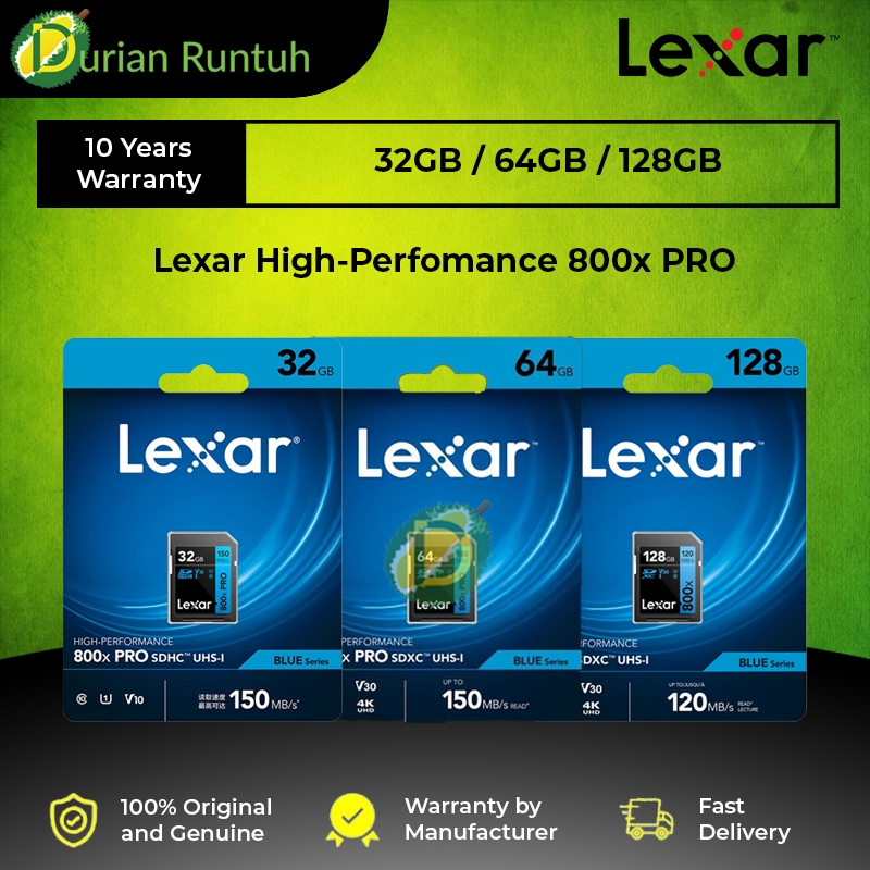 Lexar 32GB / 64GB / 128GB 120MB/s High-Perfomance 800x PRO V30 U3 Class ...