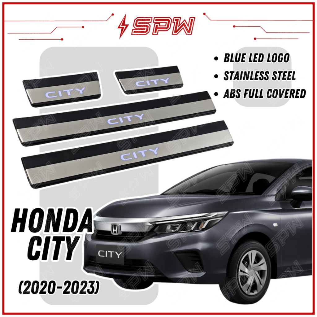 Honda City (2020-2023) LED Side Step 4pcs (Ice Blue) ABS Stainless ...
