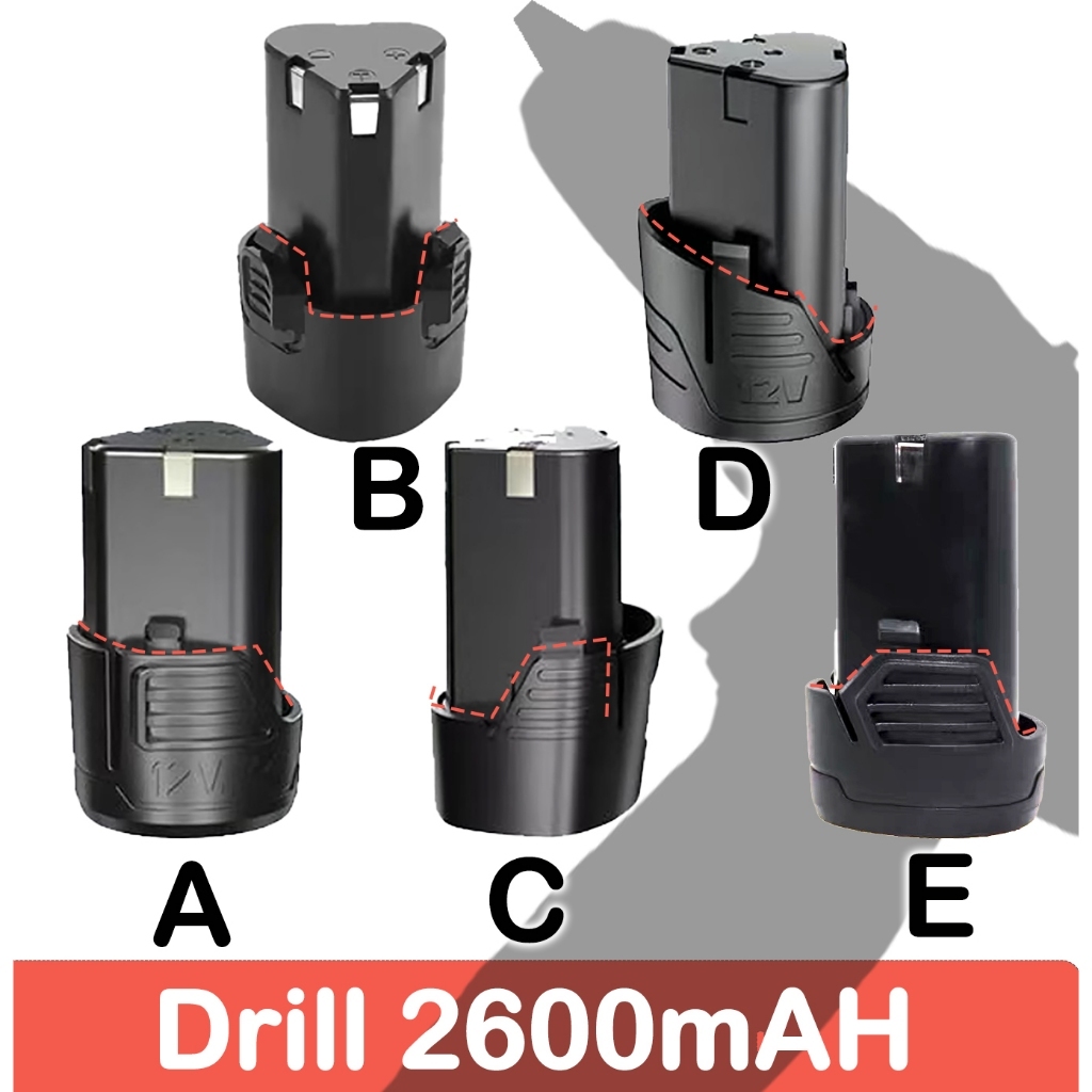 Martech 2600mAH High capacity cordless drill 12V battery A B C D E F ...