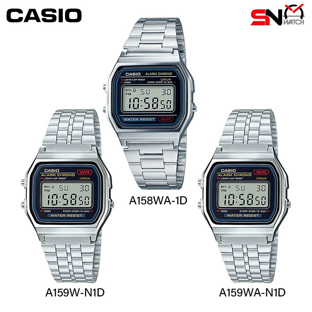 Casio Vintage A158WA A159W A159WA Digital Stainless Steel Band Men Watch Women Watch Unisex ...