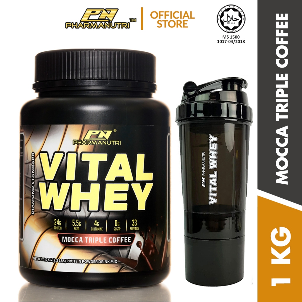 Pharmanutri Vital Whey Protein Isolate (1kg/33 Servings) [Free Shaker 3 ...