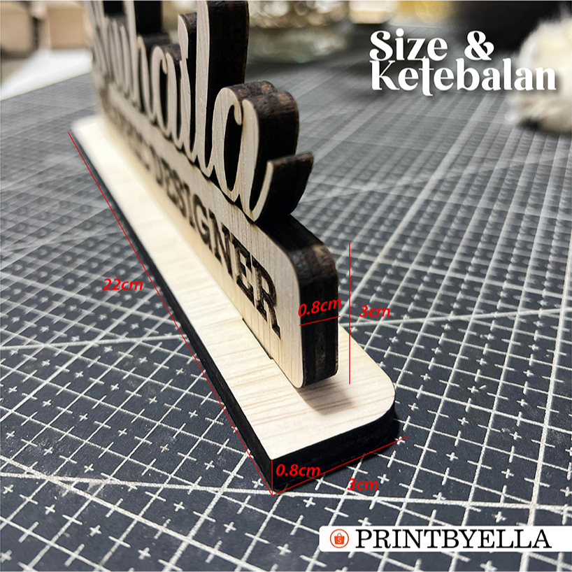 Signboard Ukiran Meja / Table Stand Signage / Papan Tanda Nama Ukir ...