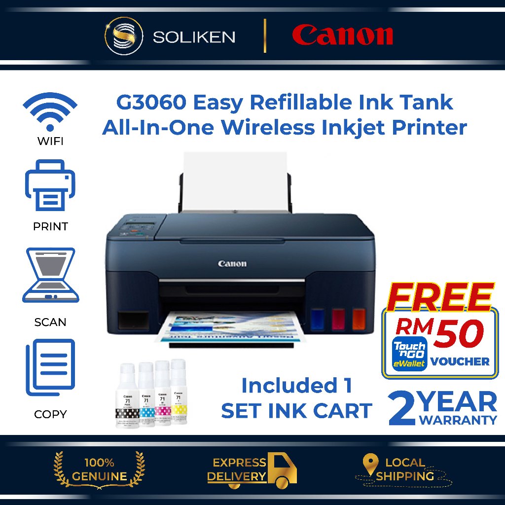 CANON Pixma G3060 Easy Refillable Ink Tank All-In-One Wireless Inkjet ...