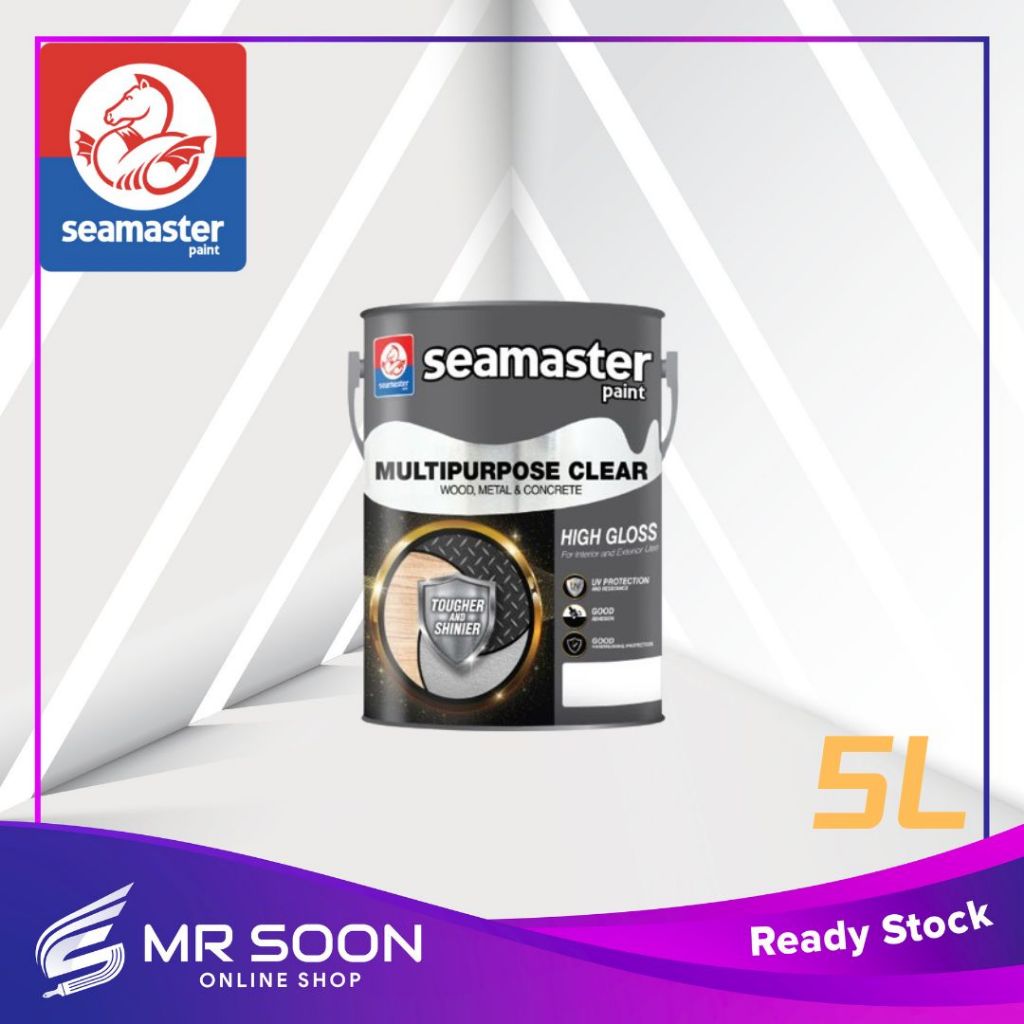 SEAMASTER PAINT 2667 Multipurpose Clear 5L Top Coat Clear Finish/Clear/Cat Kilat Finishing/1K ...