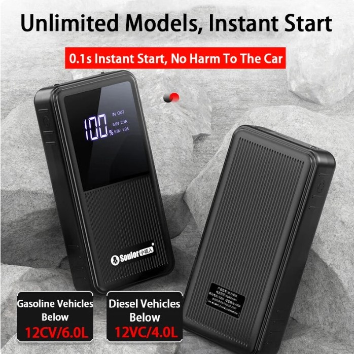 Jump Starter 12000mAh Multi-function 12V 600A Car Jump Starter Car ...