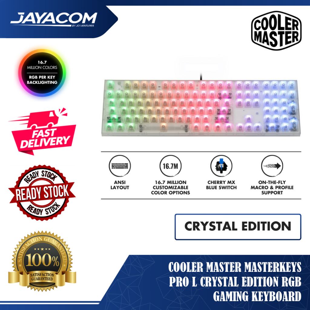 Cooler Master Masterkeys Pro L Crystal Edition RGB Gaming Keyboard ...