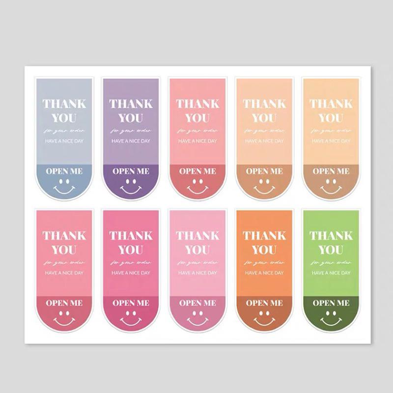 10 PCS Colourful Smiley Emoji Thank You Sticker彩色可爱表情谢谢长方形贴纸 Sticker ...