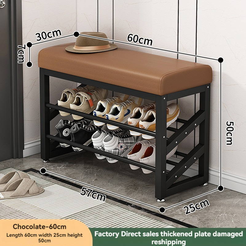 Shoe Changing Stool 2 in 1 Shoe Storage Metal Shoe Rack With Soft ...