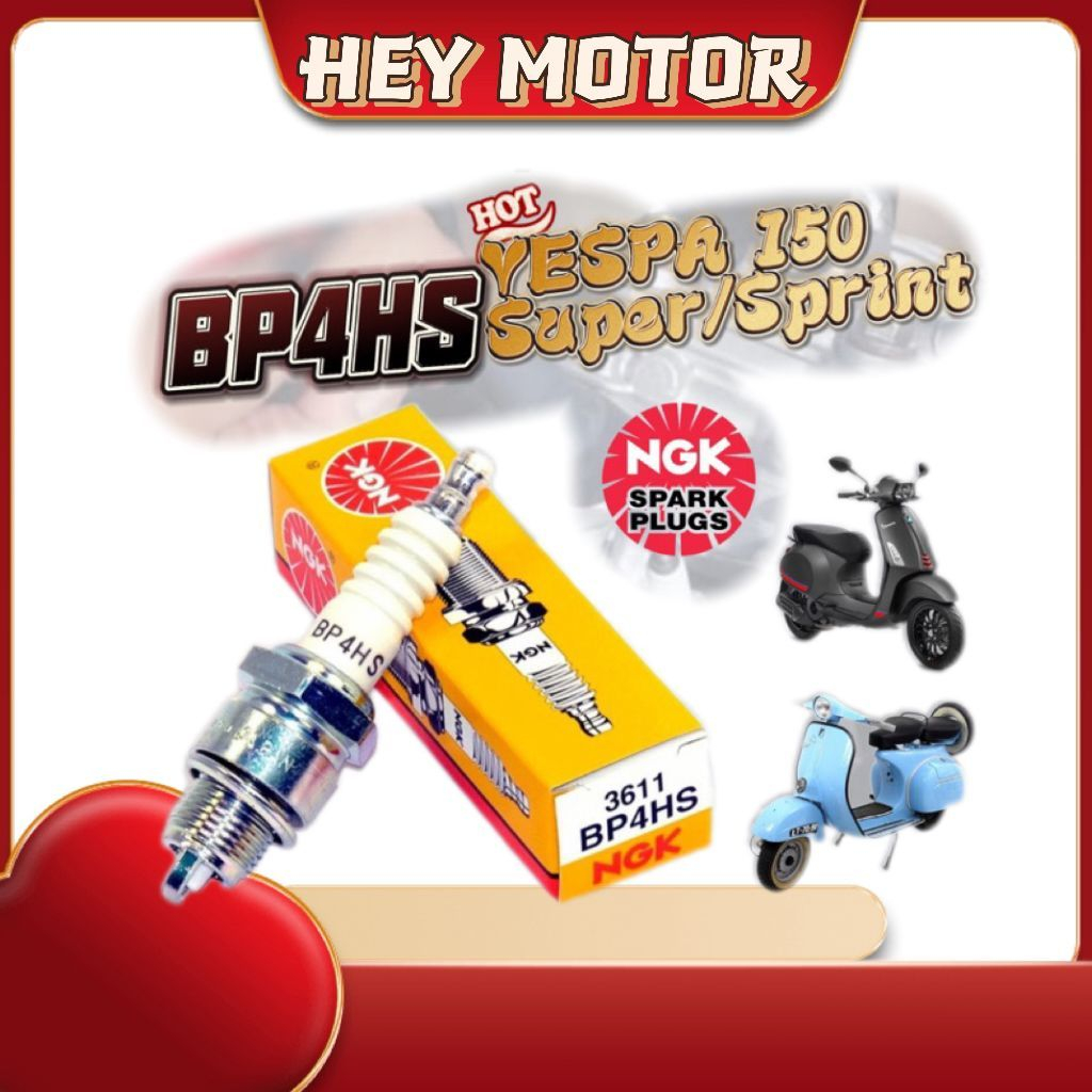 NGK SPARK PLUG BP4HS VESPA SPRINT VESPA SUPER 100% ORIGINAL | Shopee ...
