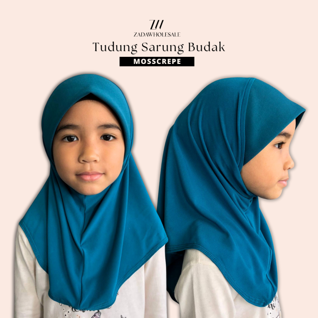 TUDUNG SARUNG BUDAK MOSSCREPE PLAIN SEMI IRONLESS KIDS HIJAB AWNING ...