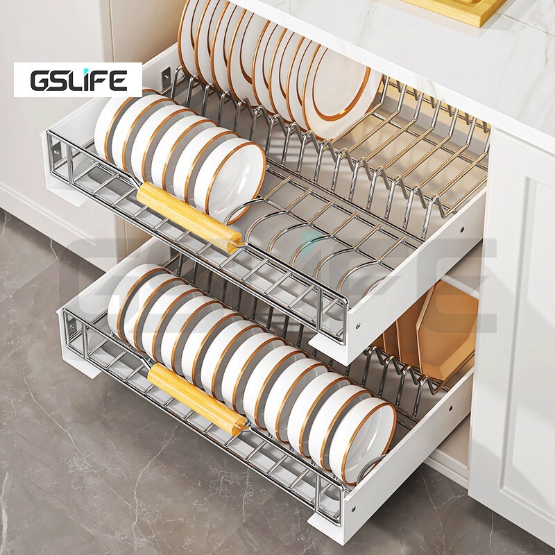 GSlife ⭐No Punching⭐Pull Out Dish Rack Stainless Steel Kitchen Plate ...